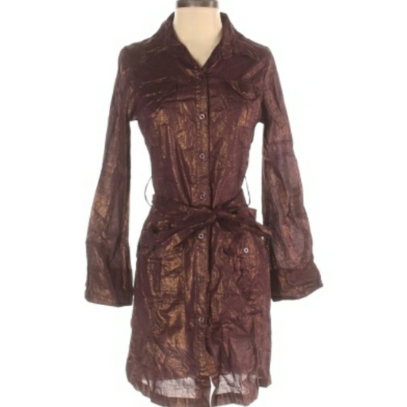 Vertigo Paris | Dresses | Vertigo Paris Metallic Purple Belted Boho ...